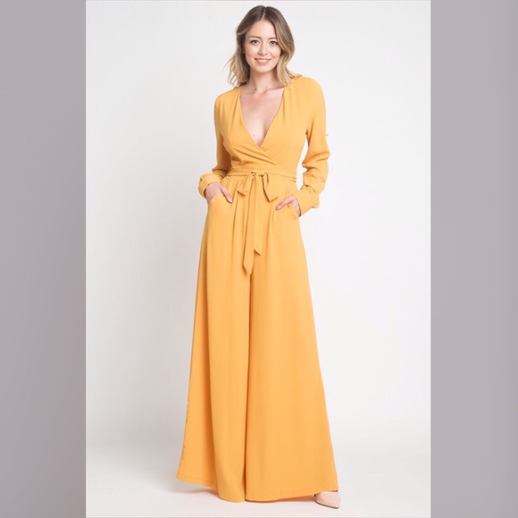Pants & Jumpsuits | Just In Zoe R Mustard Jumpsuit | Poshmark